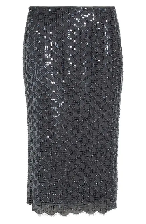 Marella Sequin Trellis Lace Hem Skirt