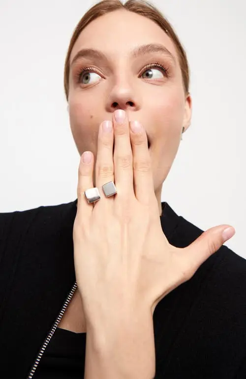 UNODE50 Sterling Plated Square Statement Ring