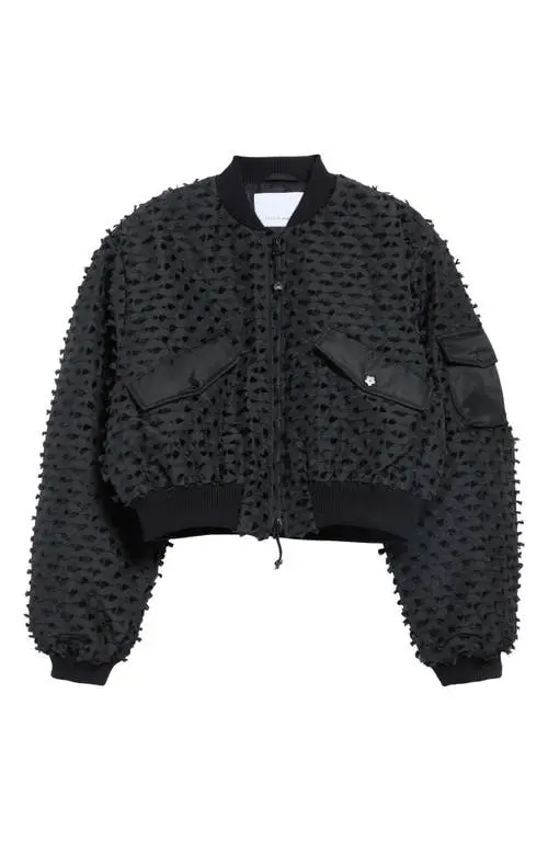 Cecilie Bahnsen Callie Embroidered Crop Bomber Jacket