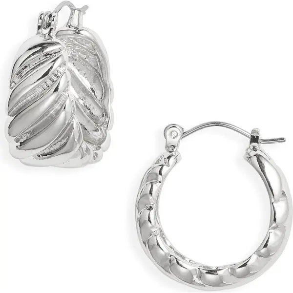 Nordstrom Fluted Tapered Hoop Earrings - Silver
