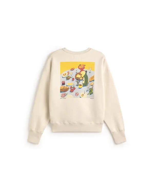 THINKING MU Organic Cotton Crewneck Sweatshirt With Printed Back Detail