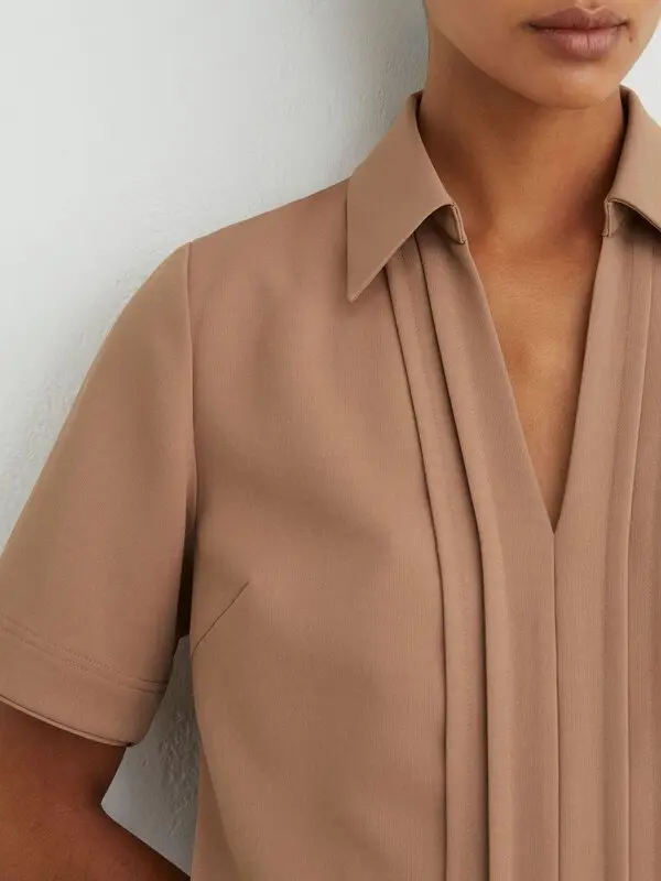REISS Elena Pleated-skirt Collared Mini Dress