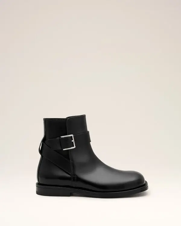 AMI Paris Buckle Leather Ankle Boots