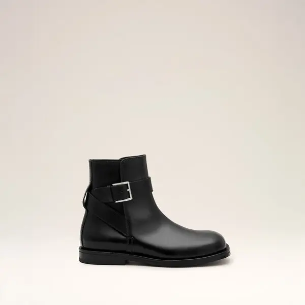 AMI Paris Buckle Leather Ankle Boots