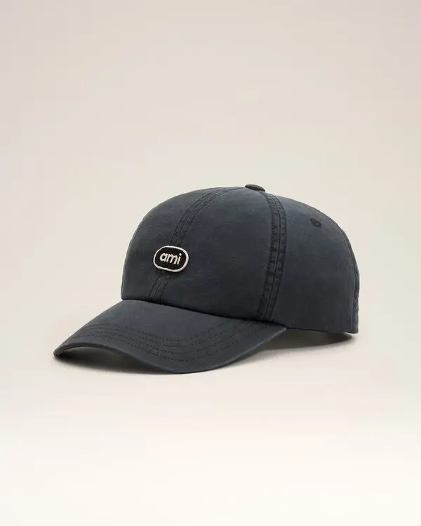 AMI Paris Black Cotton Cap With Patch Black