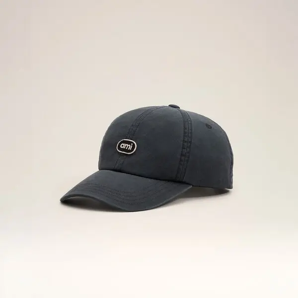 AMI Paris Cotton Cap With Patch - Black Washed
