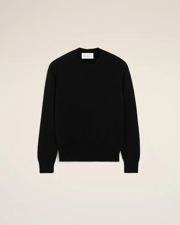 AMI Paris Crewneck Cashmere Sweater With De Coeur Embroidery