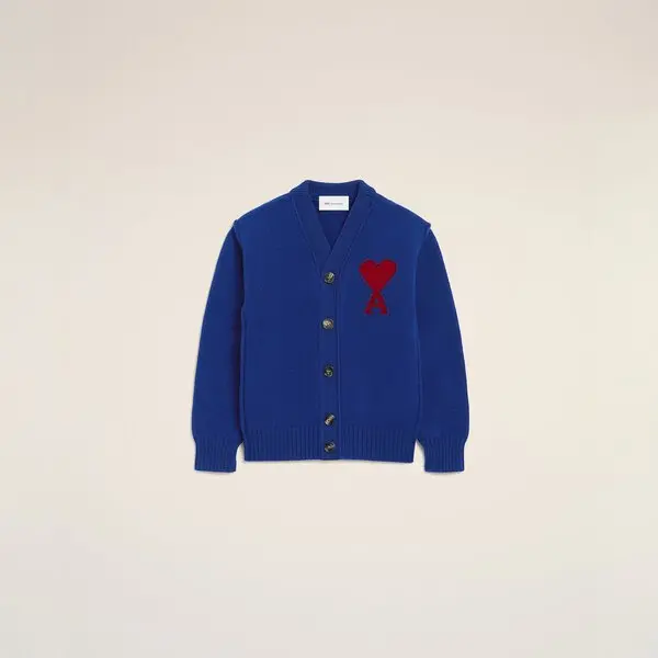 AMI Paris Blue Wool Cardigan