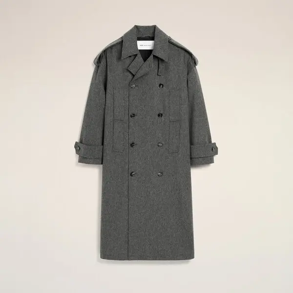 AMI Paris Wool Trench Coat - Carbon Grey