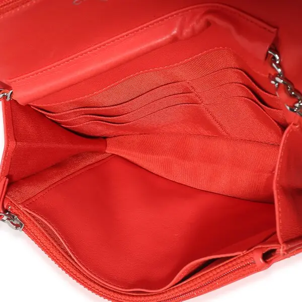 Chanel Quilted Patent Leather Wallet On Chain - Orange