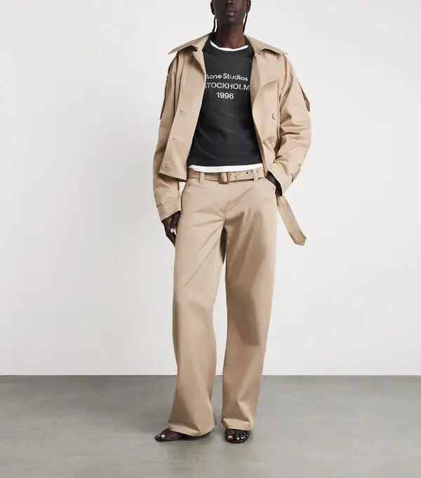 Acne Studios Cotton Belted Trousers - Beige