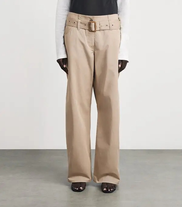 Acne Studios Cotton Belted Trousers - Beige