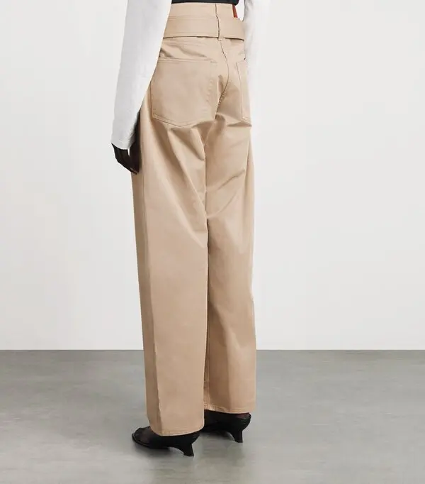 Acne Studios Cotton Belted Trousers - Beige