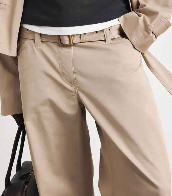 Acne Studios Cotton Belted Trousers - Beige