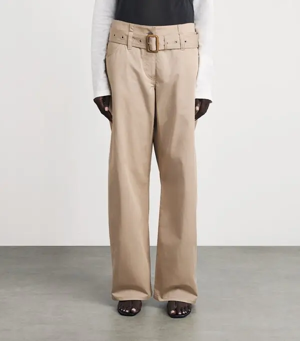 Acne Studios Cotton Belted Trousers - Beige