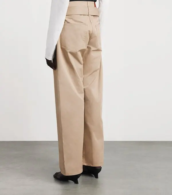 Acne Studios Cotton Belted Trousers - Beige