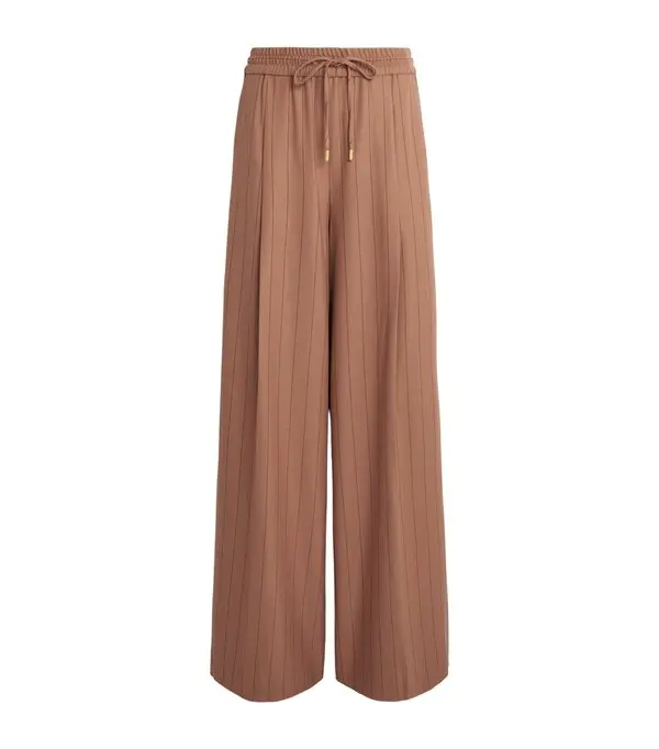 L'Agence Connie Pinstripe Wide-leg Trousers