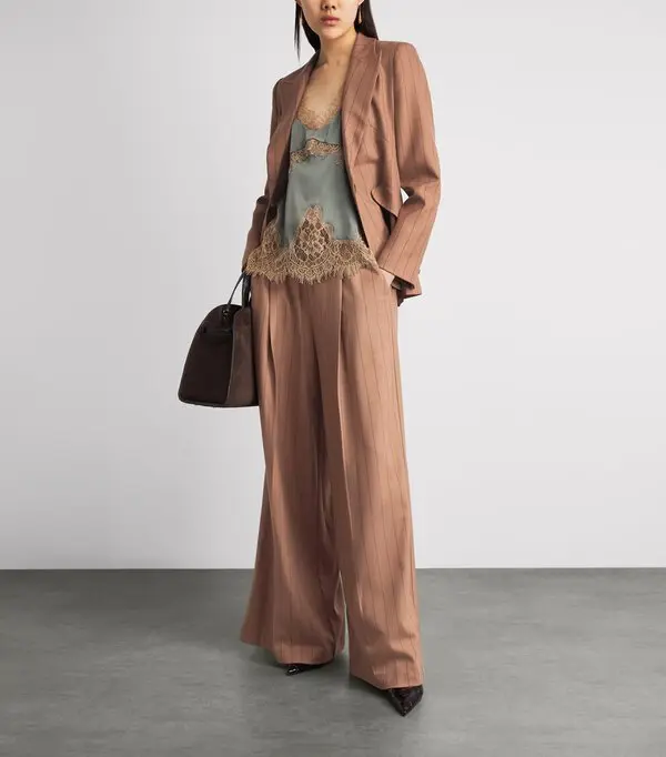L'Agence Connie Pinstripe Wide-leg Trousers