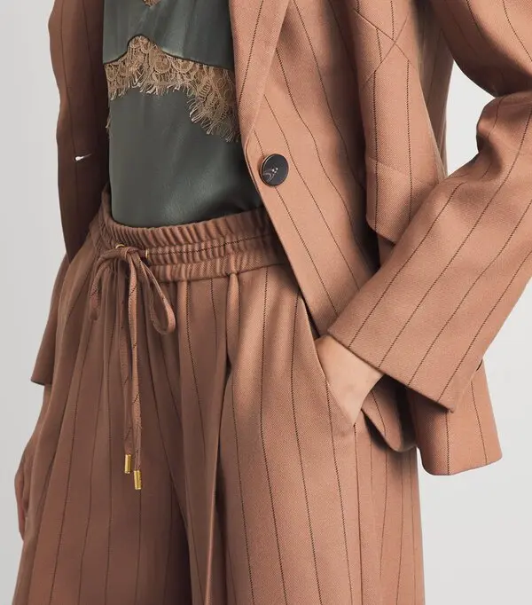 L'Agence Connie Pinstripe Wide-leg Trousers