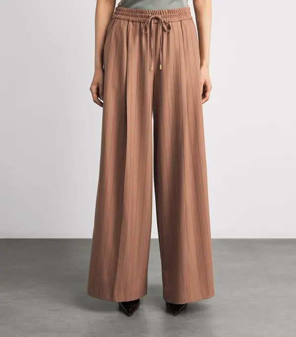 L'Agence Connie Pinstripe Wide-leg Trousers