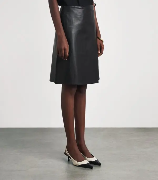 ST. AGNI Leather Wrap Midi Skirt