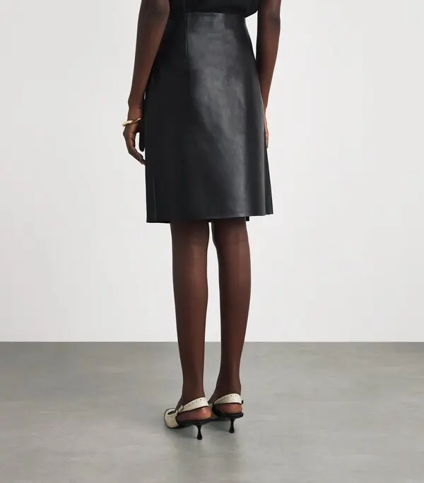 ST. AGNI Leather Wrap Midi Skirt