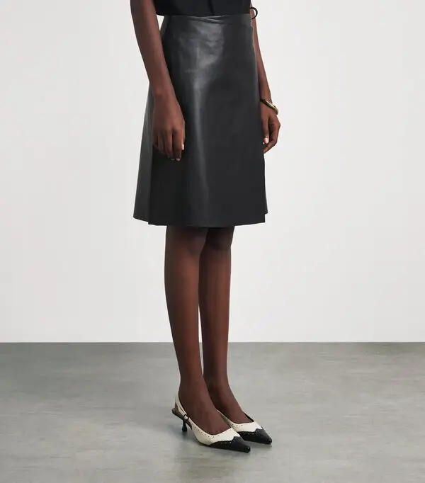 ST. AGNI Leather Wrap Midi Skirt