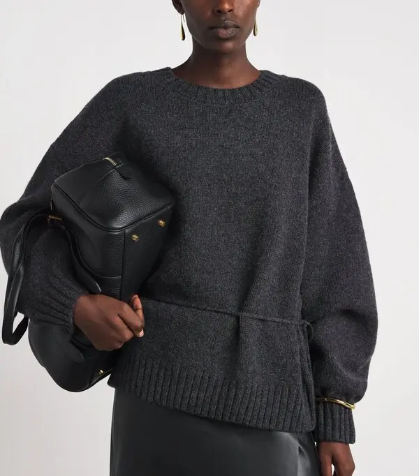 ST. AGNI Merino Wool Belted Sweater - Black