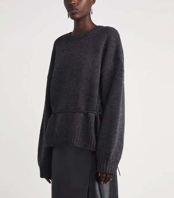 ST. AGNI Merino Wool Belted Sweater - Black