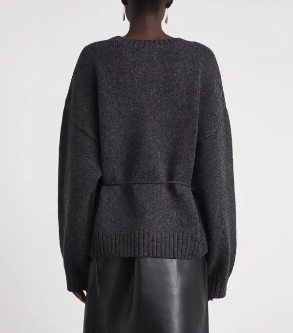 ST. AGNI Merino Wool Belted Sweater - Black