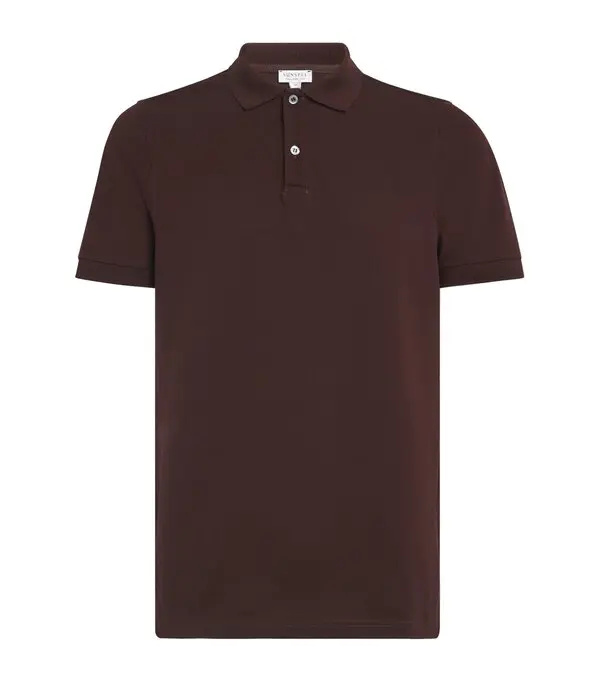 Sunspel Supima Cotton Polo Shirt - Brown