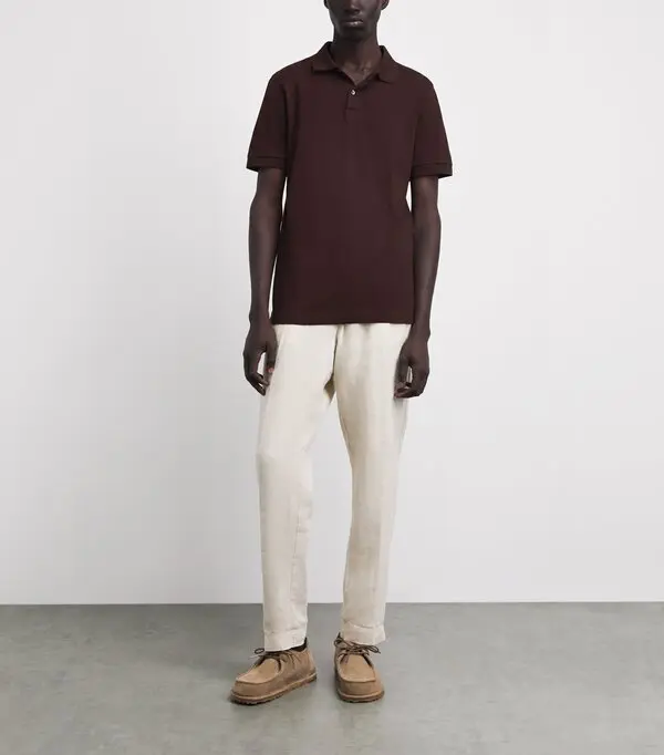 Sunspel Supima Cotton Polo Shirt - Brown