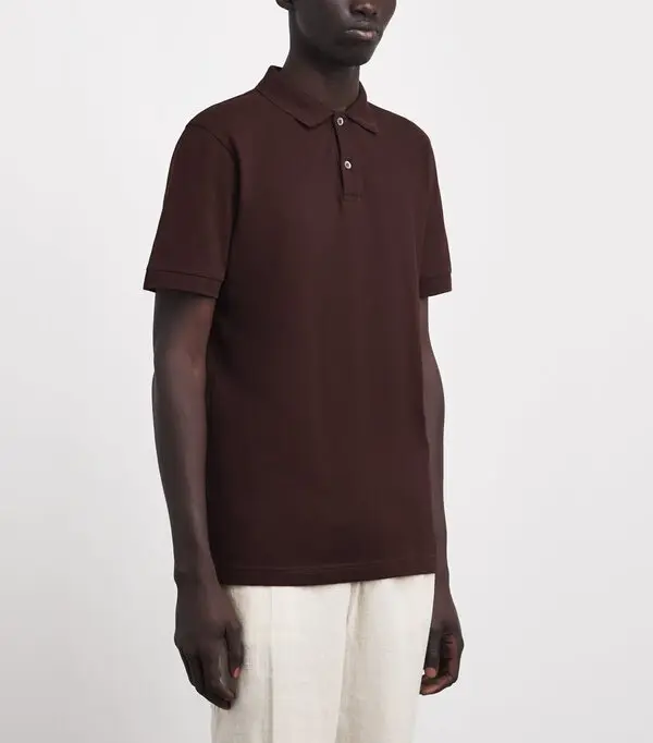 Sunspel Supima Cotton Polo Shirt - Brown