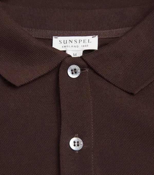 Sunspel Supima Cotton Polo Shirt - Brown