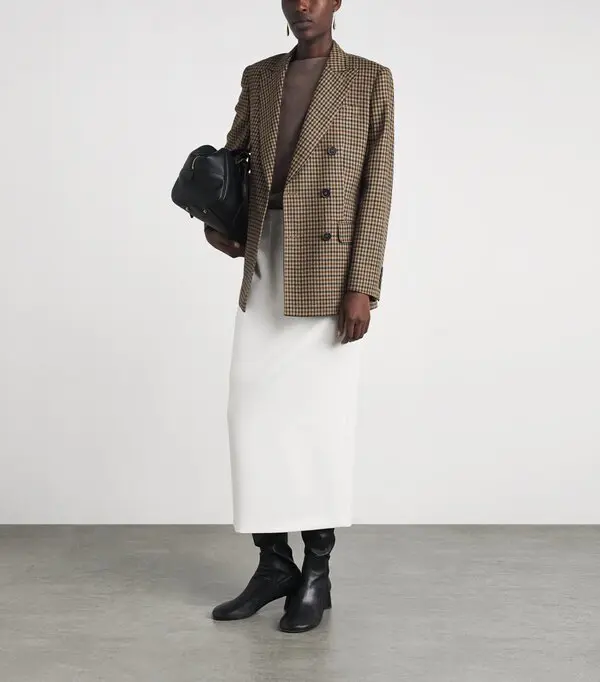 Max Mara Virgin Wool Checked Blazer - Beige