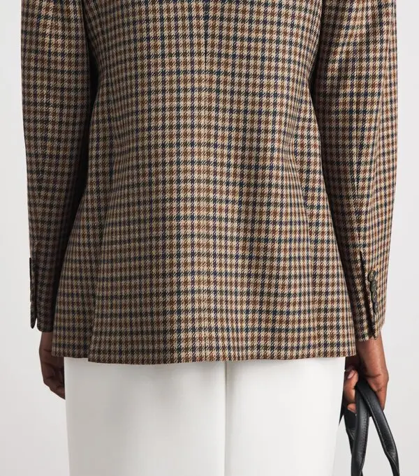 Max Mara Virgin Wool Checked Blazer - Beige