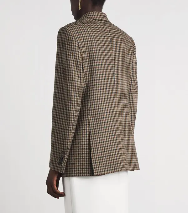 Max Mara Virgin Wool Checked Blazer - Beige