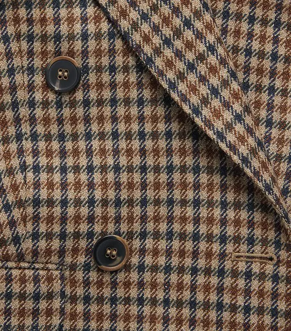Max Mara Virgin Wool Checked Blazer - Beige