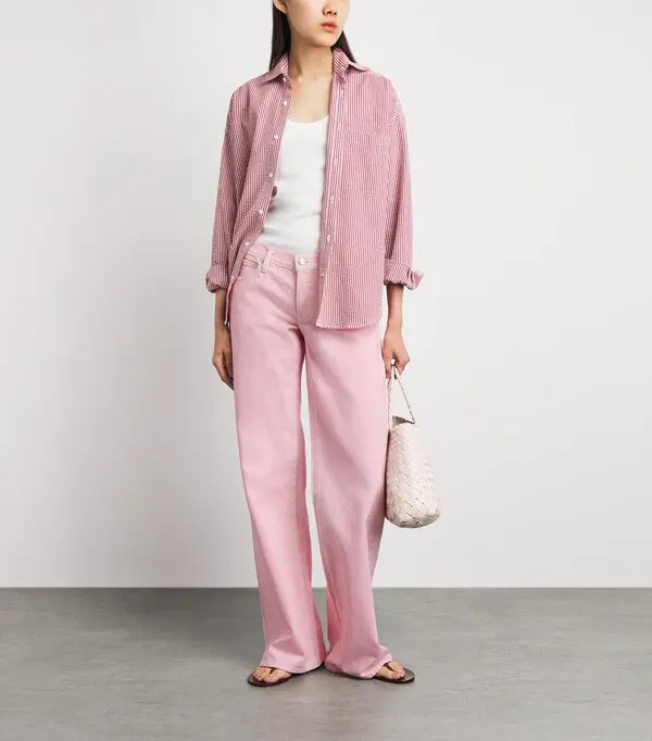 FRAME Amelia Gray Wide Leg Jeans - Pink