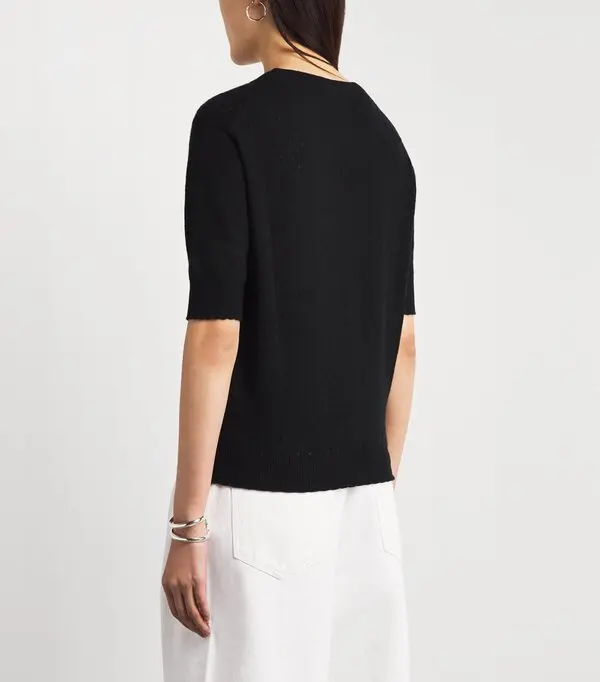 7 For All Mankind Cashmere Pointelle Short-sleeve Sweater