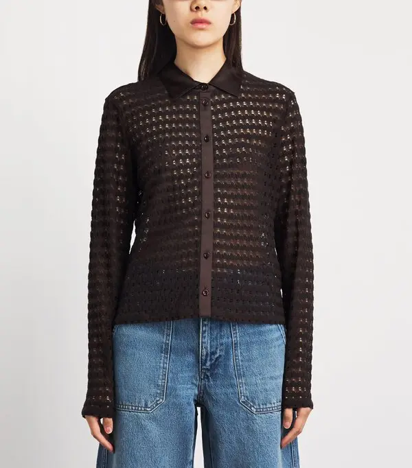 FRAME Satin-collar Bubble-stitch Shirt