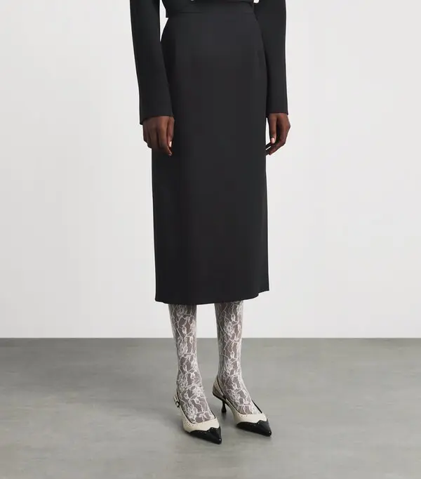 Alessandra Rich Virgin Wool-blend Midi Pencil Skirt