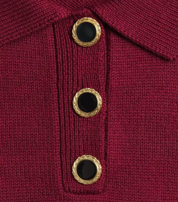 Alessandra Rich Virgin Wool Open-knit Polo Shirt