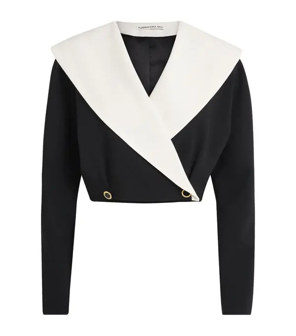 Alessandra Rich Virgin Wool-blend Cropped Blazer