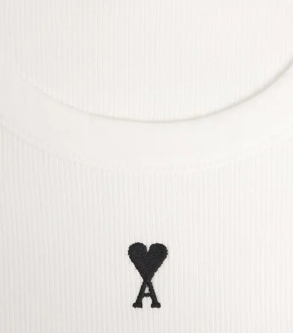 AMI Paris Cotton De Coeur Tank Top - White