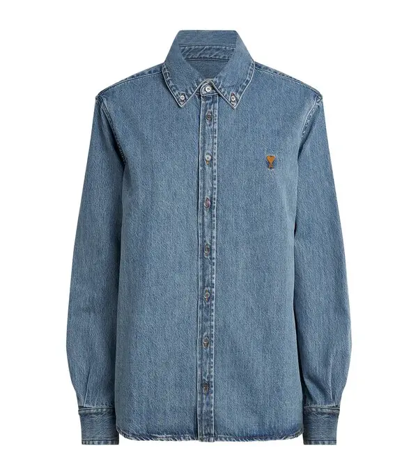 AMI Paris De Coeur Denim Shirt - Blue