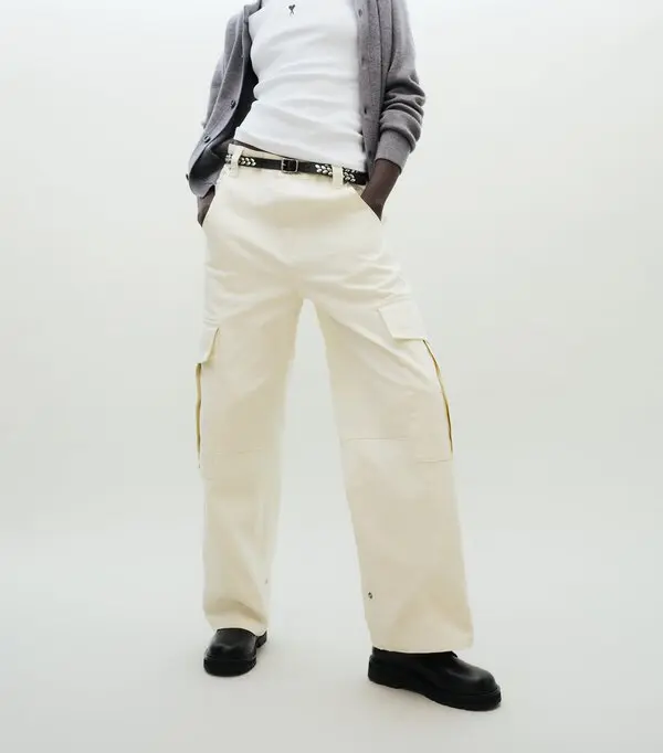 AMI Paris Cotton Cargo Trousers - Ivory