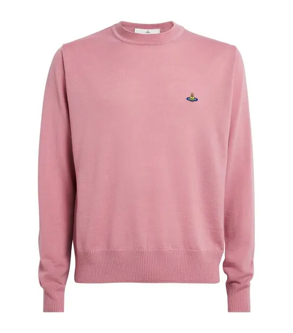 VIVIENNE WESTWOOD Wool Crew Neck Sweater With Embroidered Orb Logo