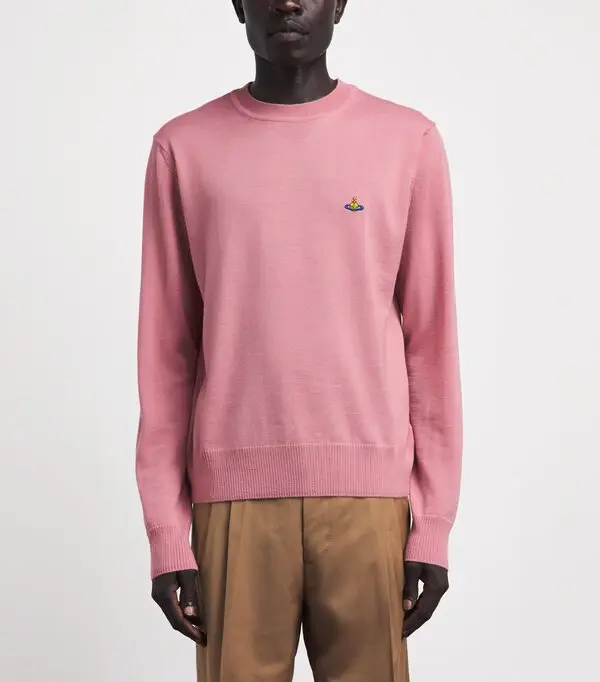 VIVIENNE WESTWOOD Wool Crew Neck Sweater With Embroidered Orb Logo