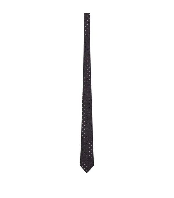 Saint Laurent Silk Polka-dot Tie - Blue